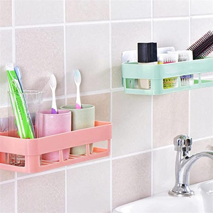 Wall Mounted Plastic Rectangle Kitchen Bathroom Accessories Shelf Stand ...