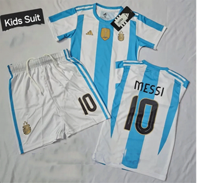 Messi Argentina Three Star Football Kit for Kids | Daraz.pk
