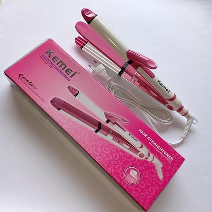 KM-1291 3 in 1 Professional Wet & Dry Hair Straightener, Hair crimper ...
