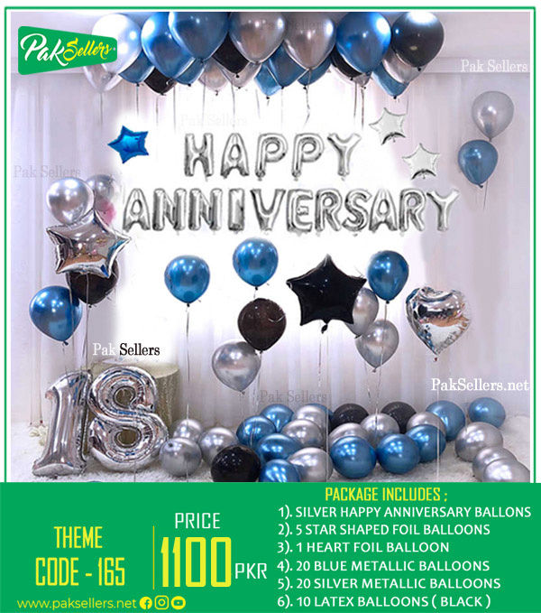 Silver & Blue Color Happy Anniversary Theme for Anniversary Party ...