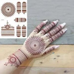 Instant Henna Sticker: Waterproof Red Mehndi Temporary Tattoo for Girls ...