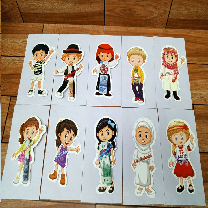 Pack of 25 Kids Eidi Card with Envelope - Random Multi Character - Best ...
