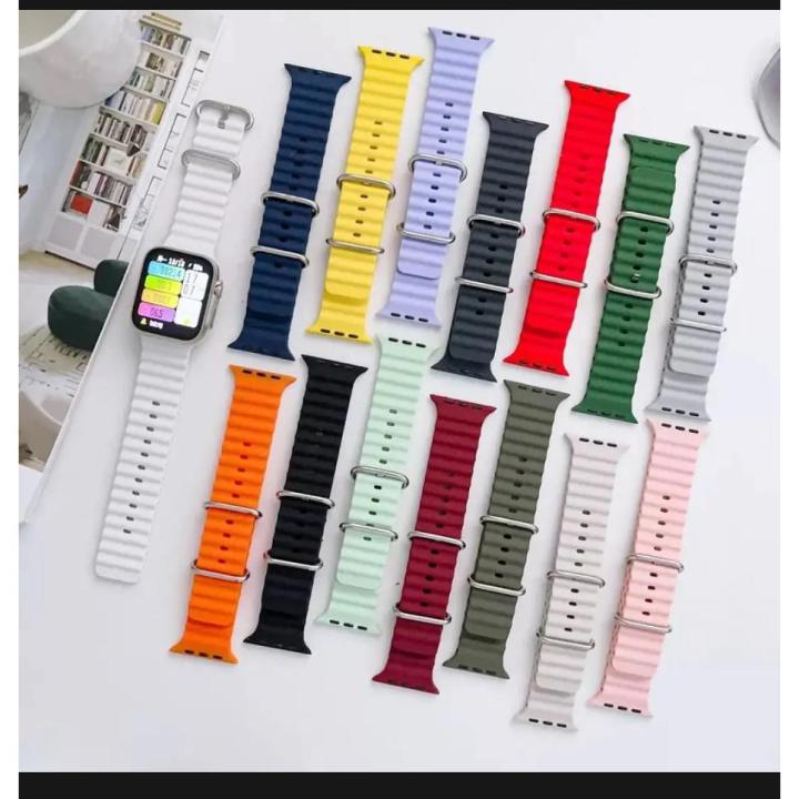 Silicone Ocean Band Strap for Smart Watch Ultra 8 7 6 5 4 SE 45mm 49mm ...