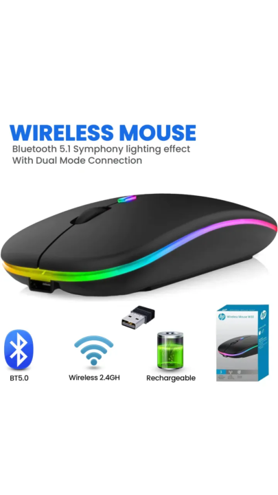 Uiosmuph LED Wireless Mouse, W10 Slim Rechargeable Silent Mouse, 2.4G ...