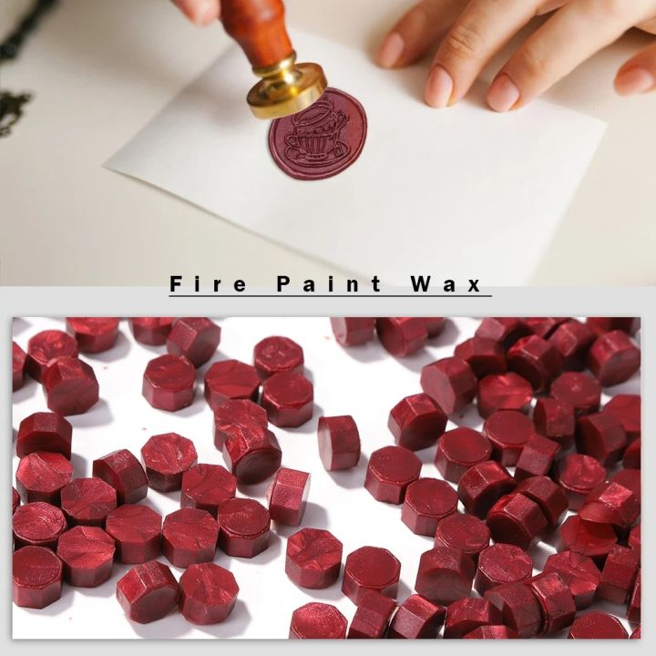 100pcs Octagon Red Sealing Wax Beads Retro Seal Stamp Beaded for ...