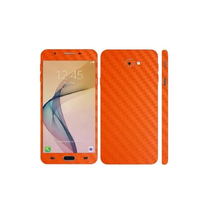 Samsung Galaxy J7 Prime Orange Carbon Fiber Texture Mobile Skin With ...