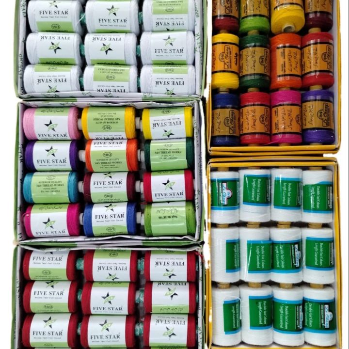 Pack of 12 Polyester Thread (Art and Craft Thread - Razai Dhaga) - Mix ...