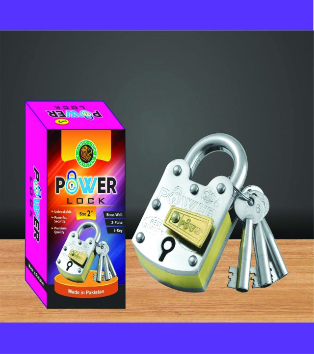 Aligarh Lock | Heavy Duty Lock | Power Lock 3 Plate 3 Key G I Apadeltocks, 50 mm x 2 inches ...