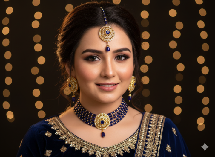 new fancy pearl choker patti set with earrings and tika for girls and ...