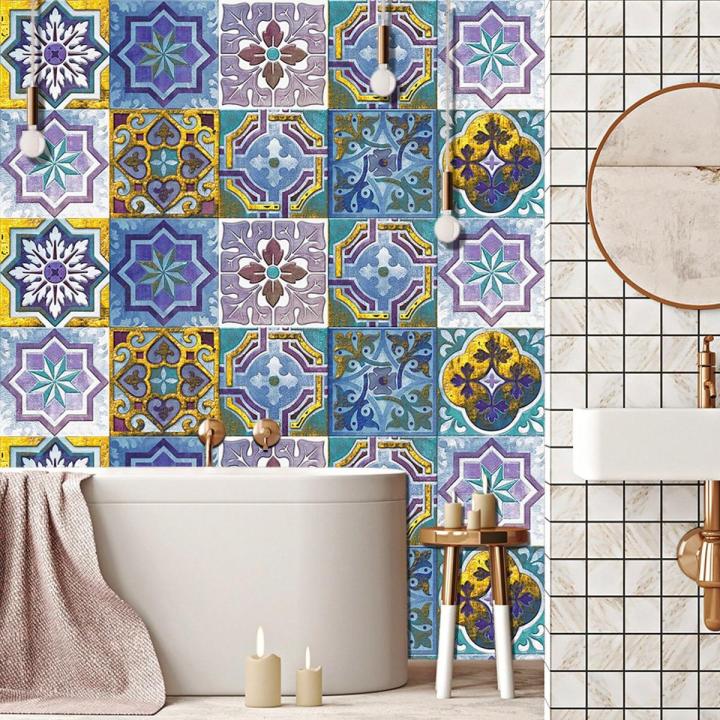 10pcs/set Mexican Style Tiles Wall Sticker for Sofa TV Background Wall ...