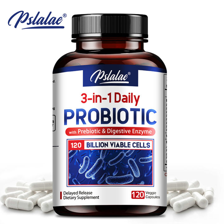 3-in-1 Daily Probiotic Capsules with Prebiotics and Digestive Enzymes ...