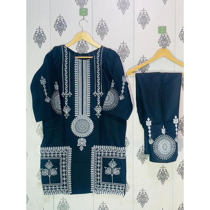 FM collection 3D printed 2pc dress for womens and girls . | Daraz.pk