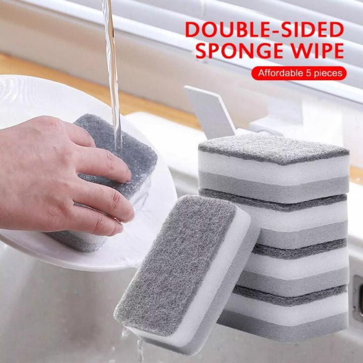 Panda Online 5PCS Double-Sided Sponge Scrub Pot To Wash Dishes Magic ...
