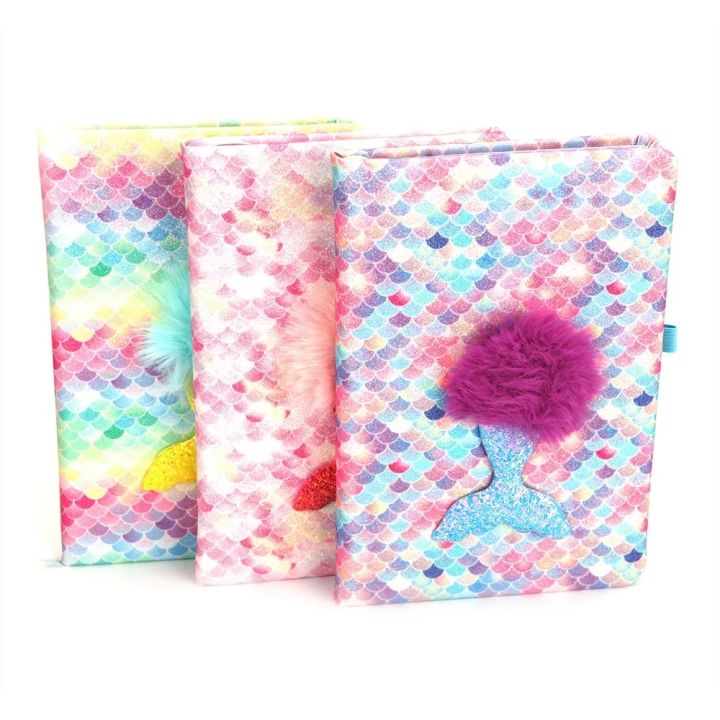 Soft Leather Colorful Furry Mermaid Tail Print A5 Notebook Journal ...