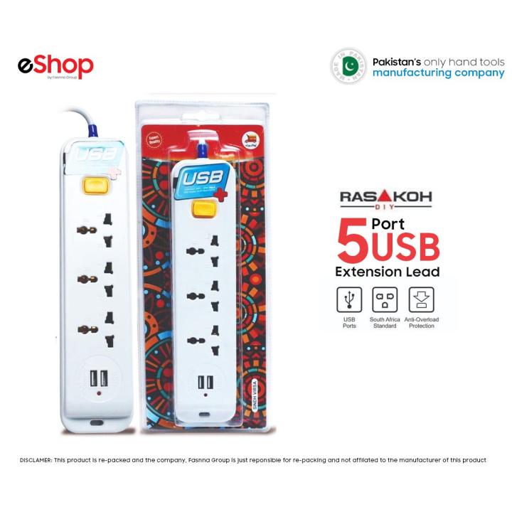 Fasnna 5 Port USB Extension Lead 100% Copper USB Mobile Charging ...