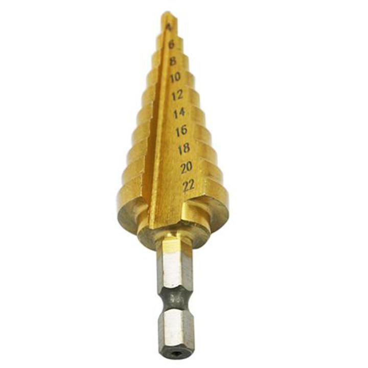 1Pc Hex Titanium Step Cone Drill Bit Hole Cutter 4-22mm HSS for Sheet ...
