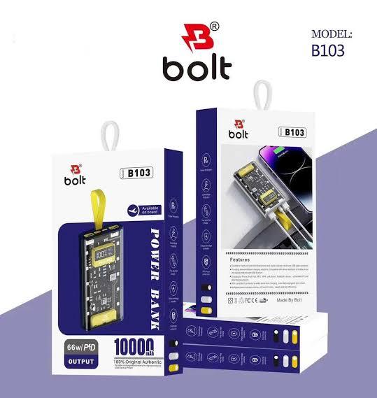 Bolt B103 10000 mAh 66W PD Fast Charging Power Bank | Daraz.pk