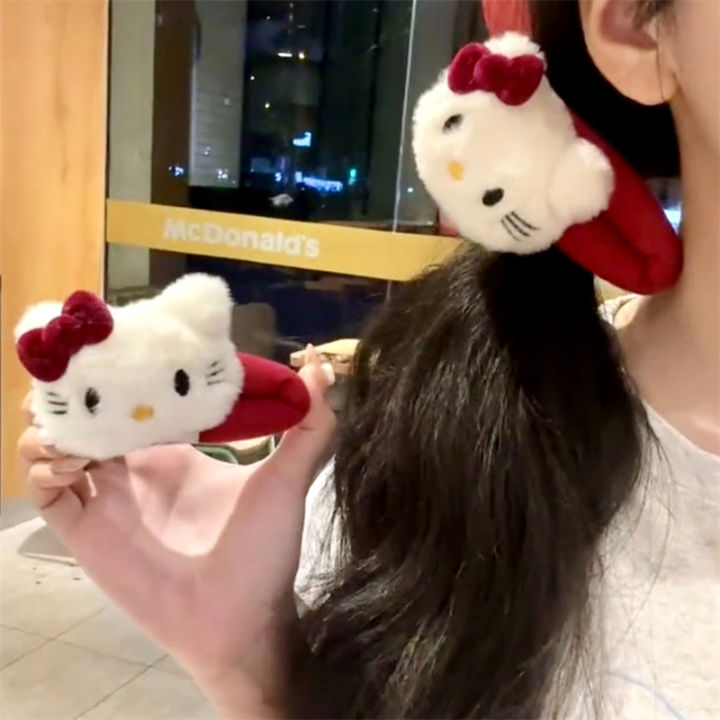 Hello Kitty Plush Scrunchies Sanrio KT Hair Clip Hair Claw Hairpin Hair ...