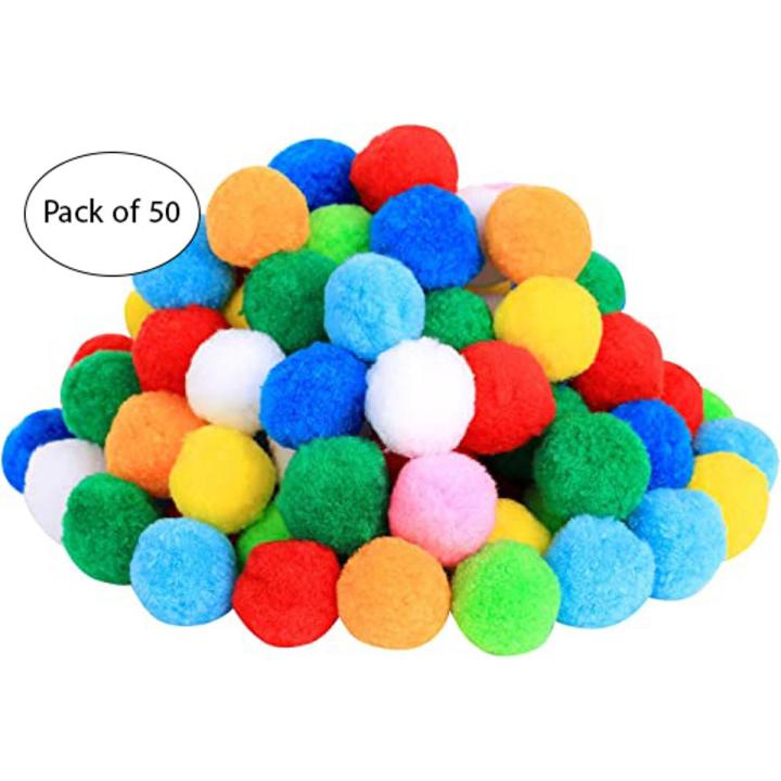 Pack of 50 Pompom Assorted colors (Fuzzy Pom Pom) | Daraz.pk