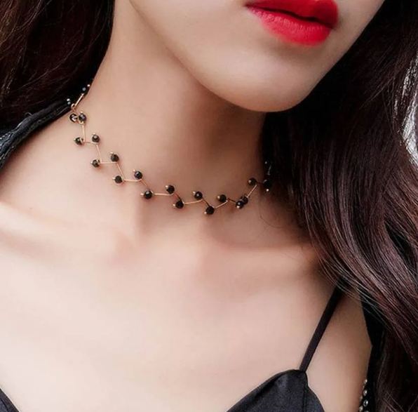 Lb Special Lace Choker Necklace for Girls Black Beads Imitation Best for Gifts | Daraz.pk