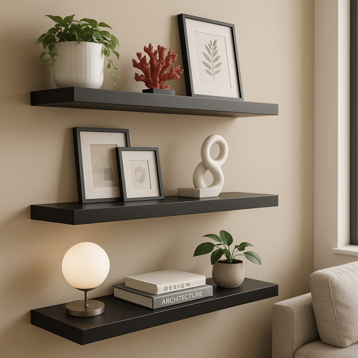 Set of 3 Wall Shelves – Modern Wooden Floating Shelves for Home ...