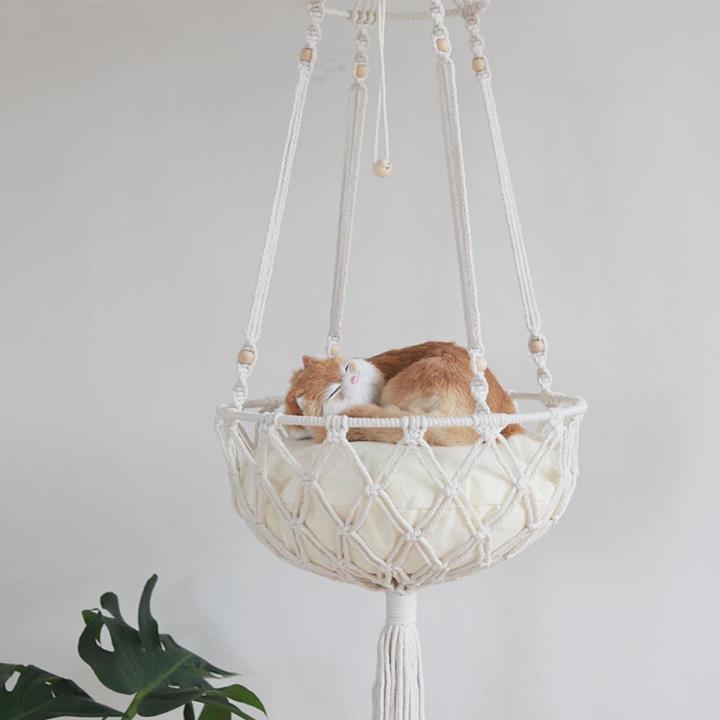 Large Macrame Hammock Cat Window Macrame Cute Pet Cat Beds Cat House ...