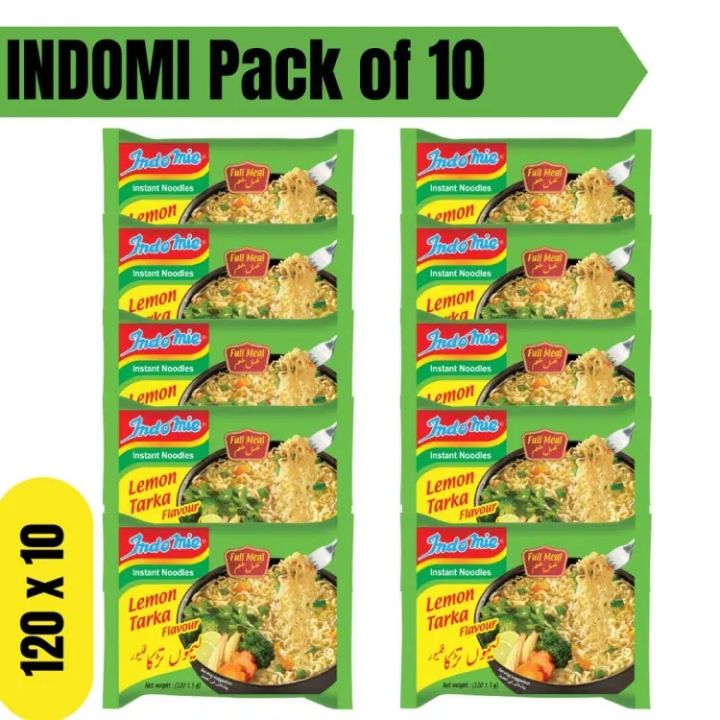Indomie Noodle | Instant Noodles 120 Grams | Pack of 10 | (Lemon Tarka ...