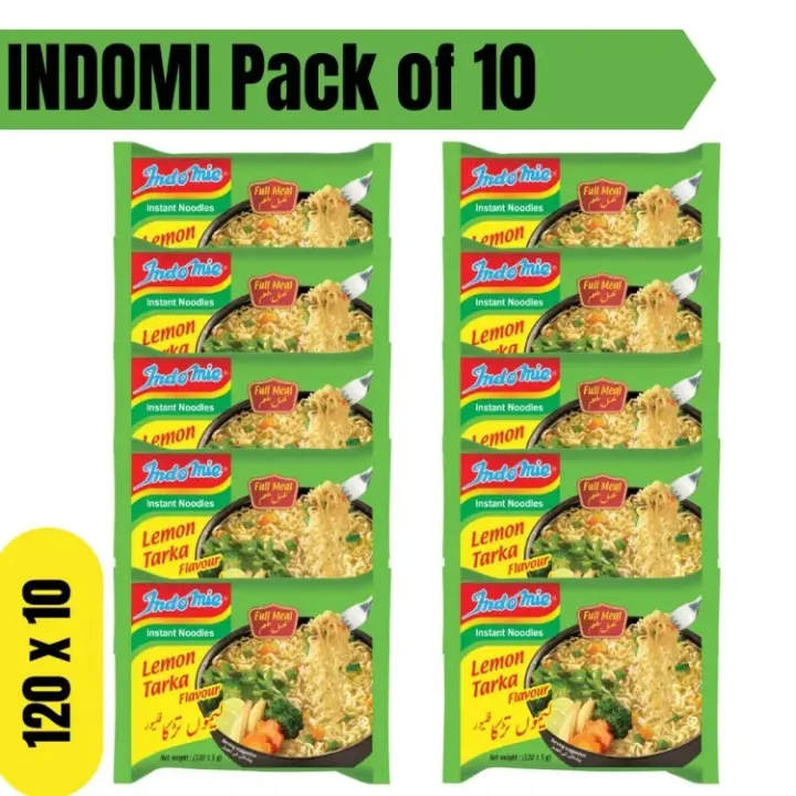 Indomie Noodle | Instant Noodles 120 Grams | Pack of 10 | (Lemon Tarka ...