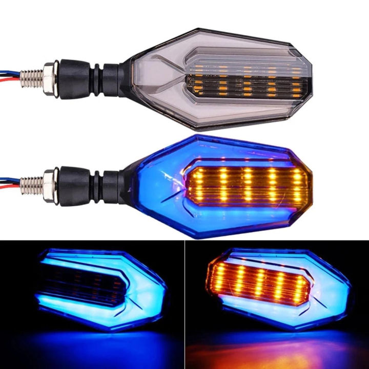 2Pcs Motorbike Universal LED fancy Indicator With Blue DRL And Yellow ...