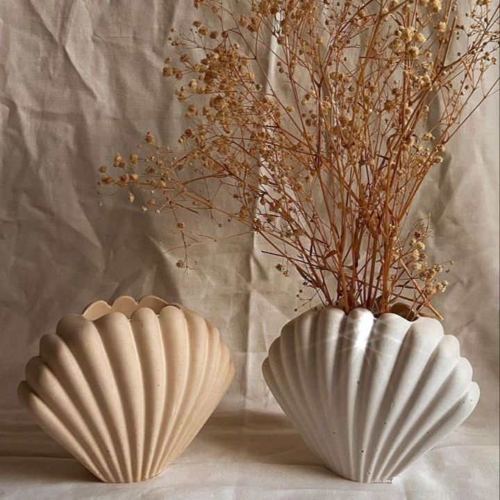 Sea Shell Vase, 14cm | Shell Flower Vase | Minimalist concrete vase ...