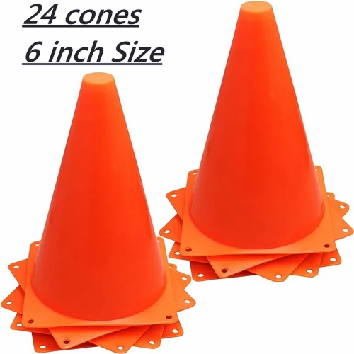 (Set of 24) Plastic Cone Marker Set for Football Field Marking ...