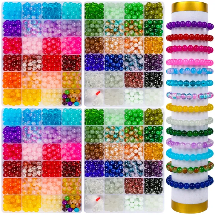 200pcs 8mm Glass Beads – 10 Random Colors (20pcs Each) for Jewelry ...