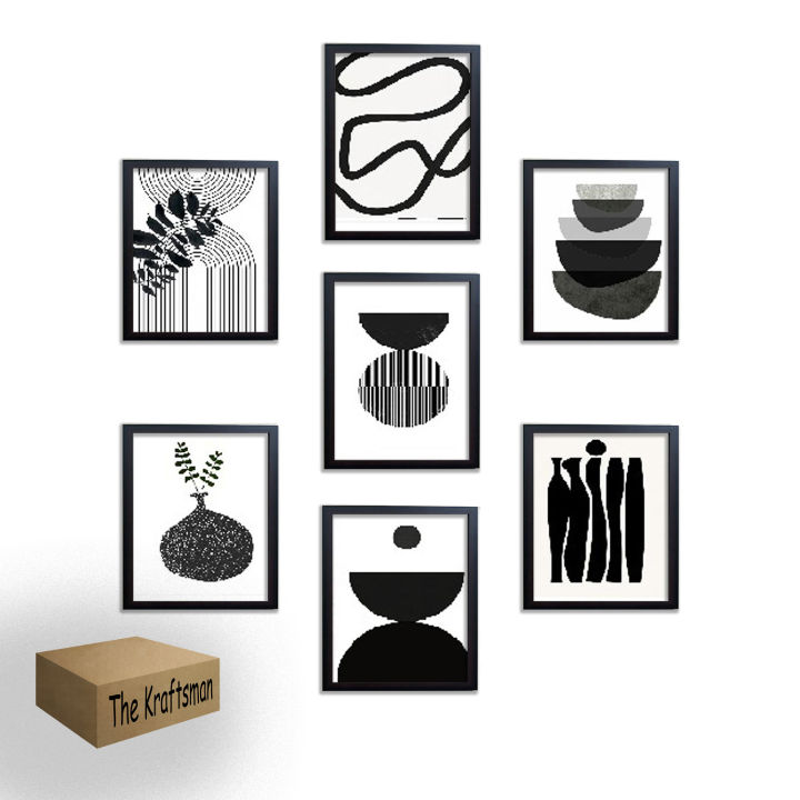 6x8" 7 Pcs Aesthetic Frame set, Glass front Wall Picture Frames, Living ...