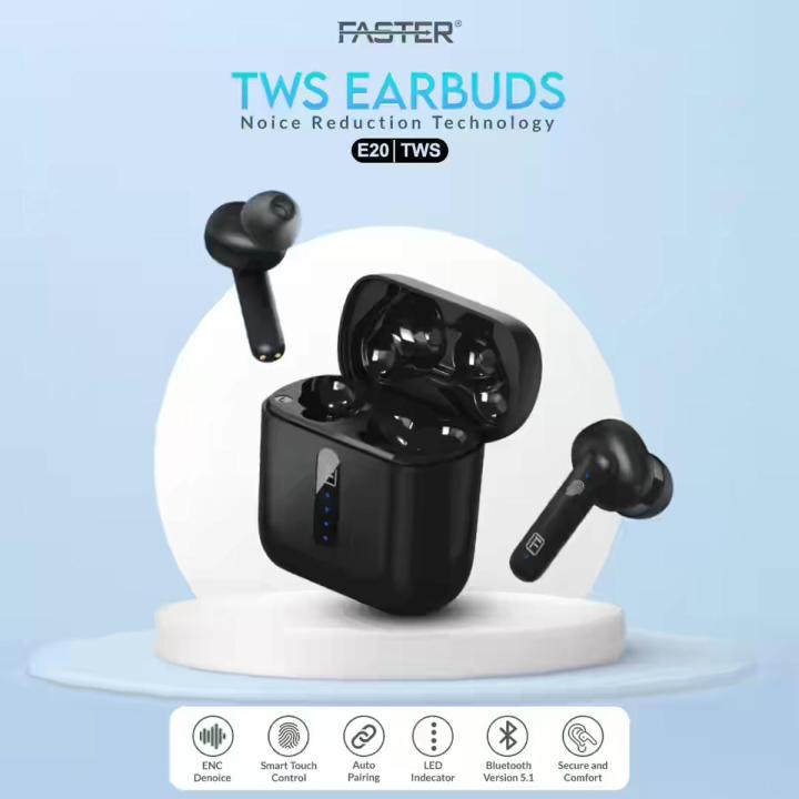 FASTER E20 TWS In-Ear True Wireless Noise Reduction Earbuds | Daraz.pk