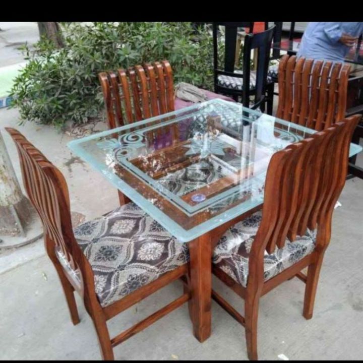 4 seater dining table set, pure sheesham wooden dining table set ...