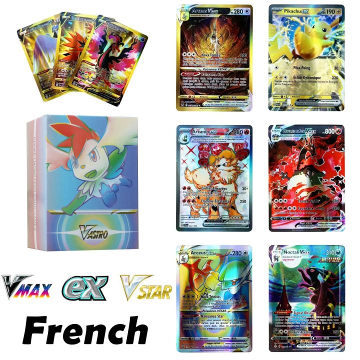Pokemon Cards in French Letters Pikachu Arceus Charizard Terastal ex ...