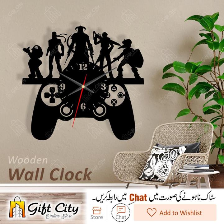 Gaming Wooden Wall Clock, 3D Modern Clock, Laser Cut Clock, Wall Clock ...