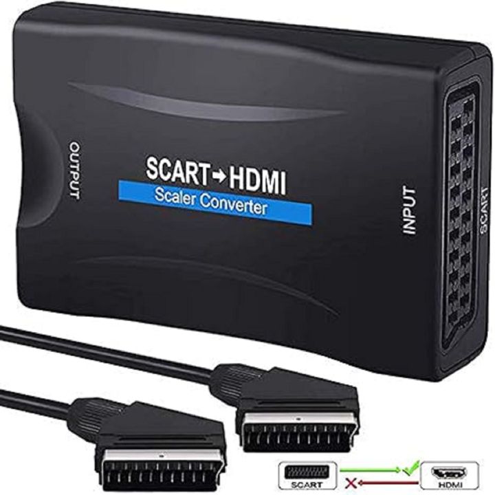SCART to HDMI Converter, Audio Video Converter Scaler Adapter with USB ...