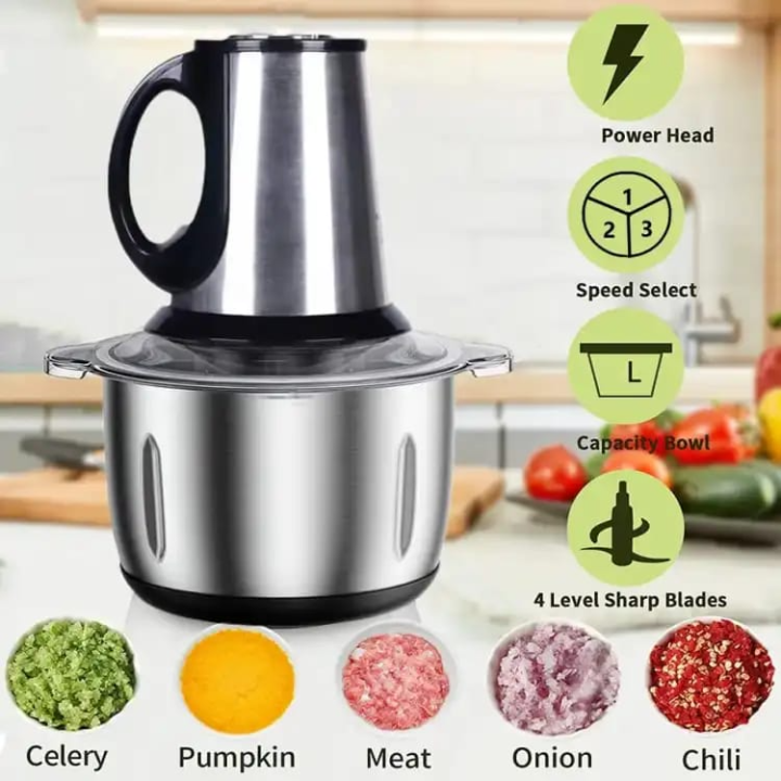 Stainless Steel Electric Meat Grinder Chopper with Sharp Blades - 1000 Watts Motor ...