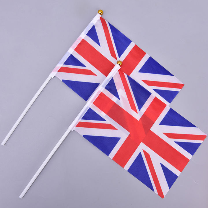 10PCS Hand Held Wave Union Jack Flag Celebration Britain UK + Pole ...