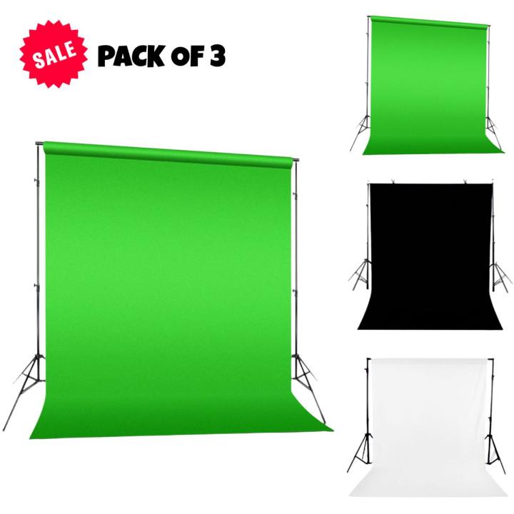 Pack of 3 Professional Studio Backdrops 5×10Ft,Green White and Black ...