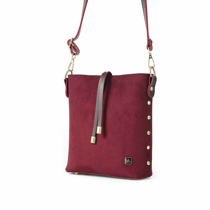 Dotted bag (Maroon Suede) | Daraz.pk