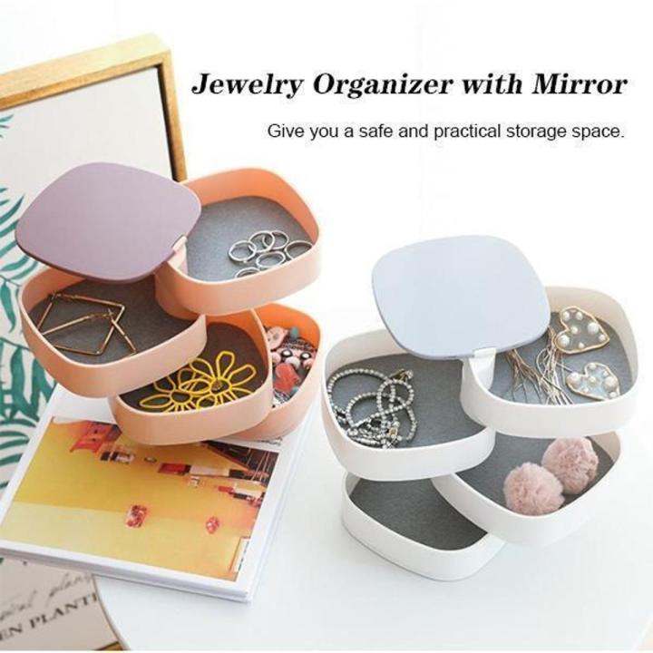 1Pcs Jewelry Organizer 360 Degree Round Rotating Jewelry Storage Box ...