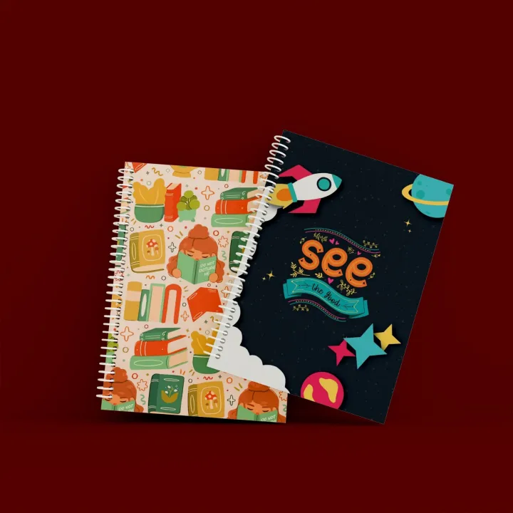 Pack Of 2 Beautiful Space Ship Spiral Notebook | Large A4 Size | Spiral ...