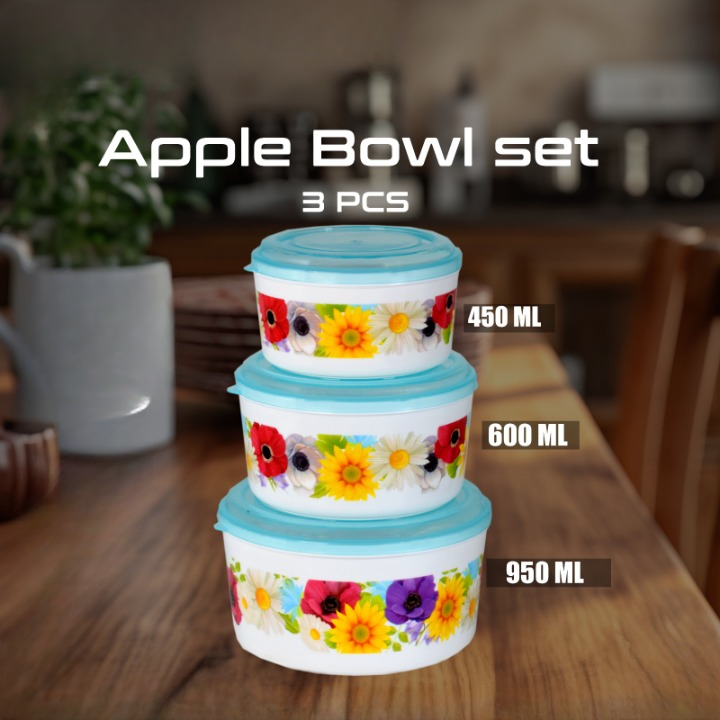 Plastic Storage Box (3 Pcs) – Storage Bowl Set for Kitchen, BPA-Free ...