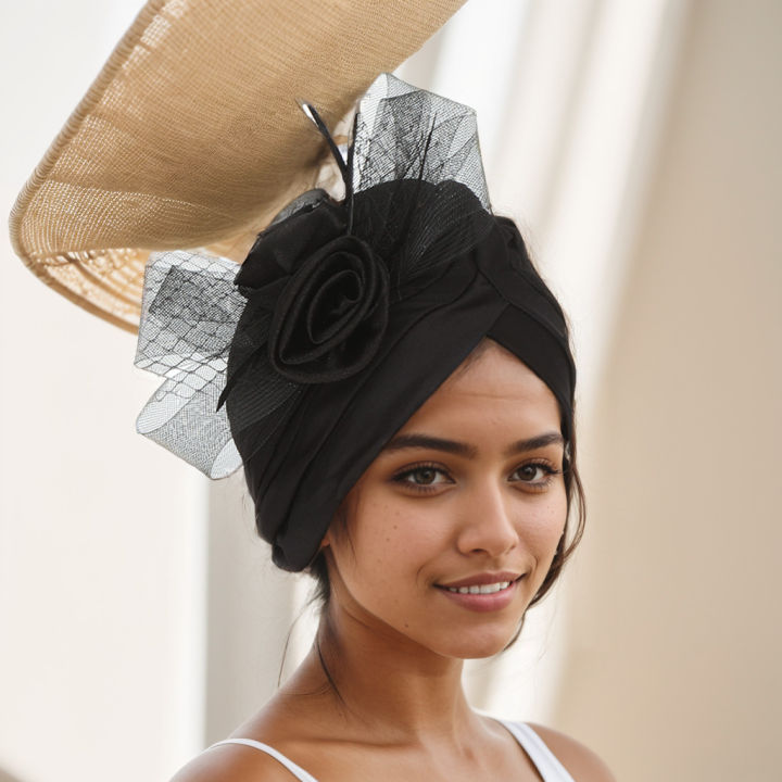 [ New ] African Cap Toque Landlord Hat Side Plate Flower Simple Win Hat ...