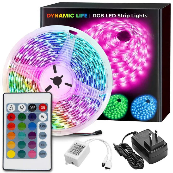 Dynamic Life RGB LED Strip Lights 15 Feet Self-Adhesive Waterproof ...