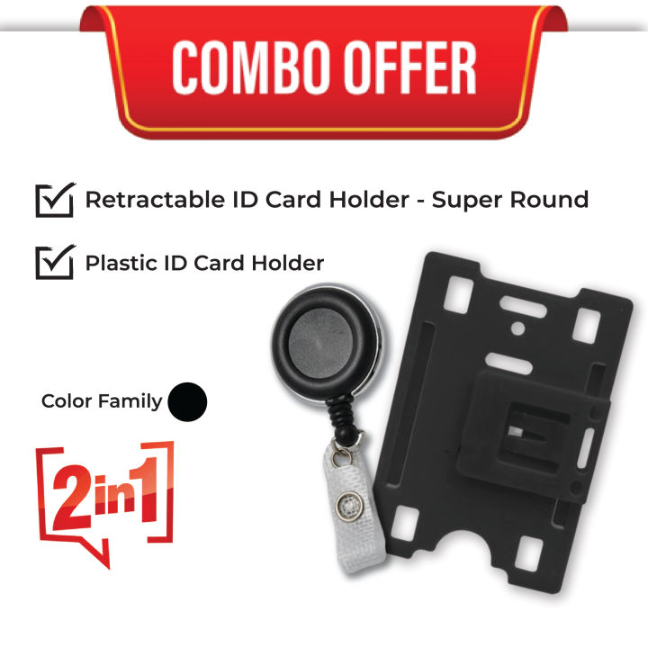 Retractable ID Badge Holder Combo with Super Round Reel & Durable ...