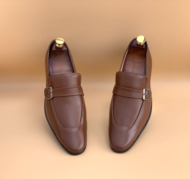 Maazu Pure Leather Shoes For Men- Color Brown | Daraz.pk