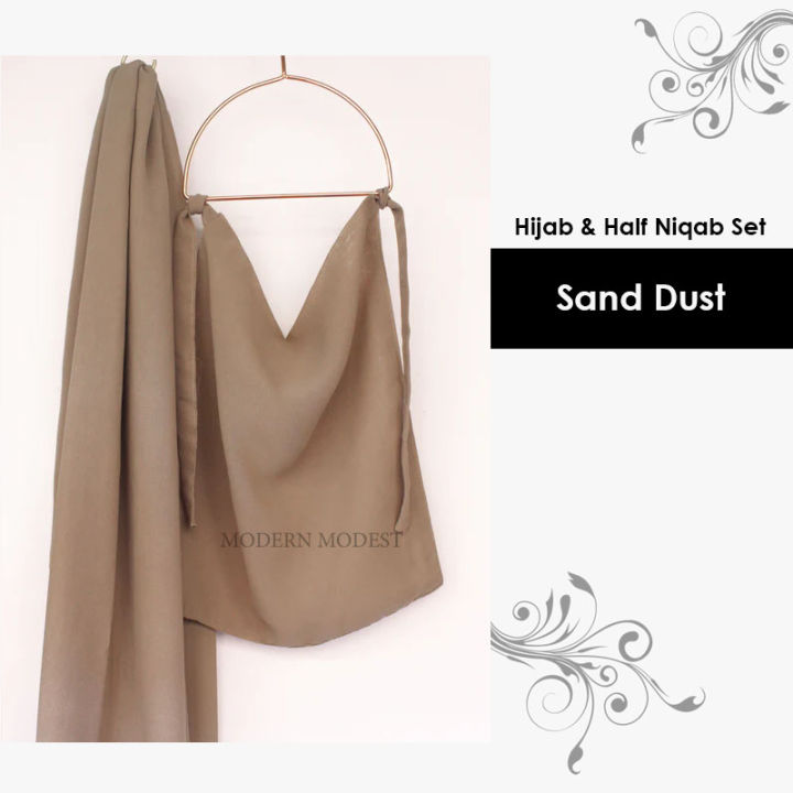 Modern Modest Essential Hijab and Half Niqab Set - Soft Georgette Chiffon, Lightweight, No-Slip ...